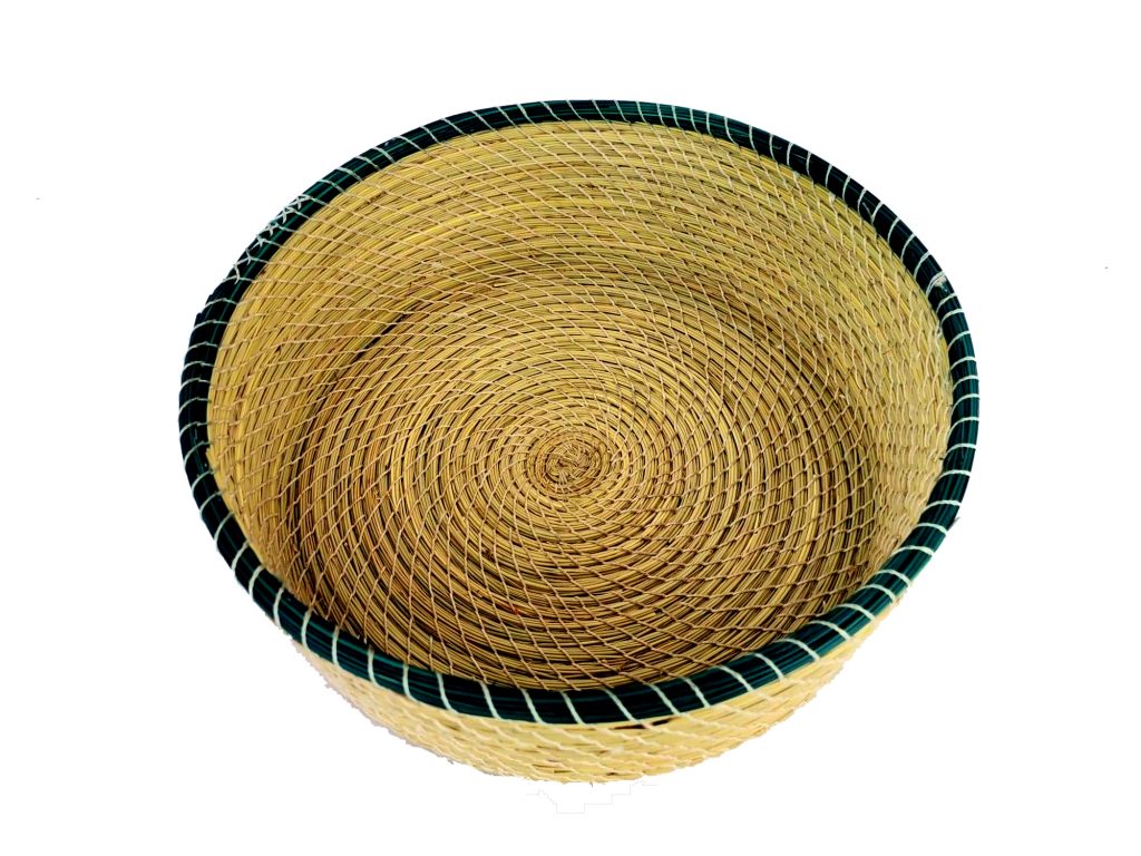 Panier en HALFA avec Bordure en Vert pr Décoration intérieure 25*9 cm ...