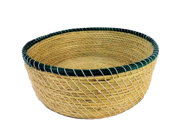 Panier en HALFA avec Bordure en Vert pr Décoration intérieure 25*9 cm ...