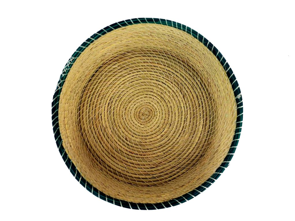 Panier en HALFA avec Bordure en Vert pr Décoration intérieure 25*9 cm ...